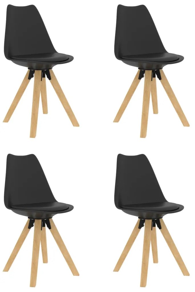 324226 vidaXL Jídelní židle 4 ks černé PP a masivní bukové dřevo