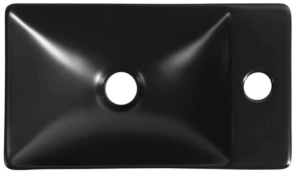 Sapho Sapho, MARGITHA keramické umyvadlo 38x22cm, otvor pro baterii vpravo, černá mat, MGT3822B
