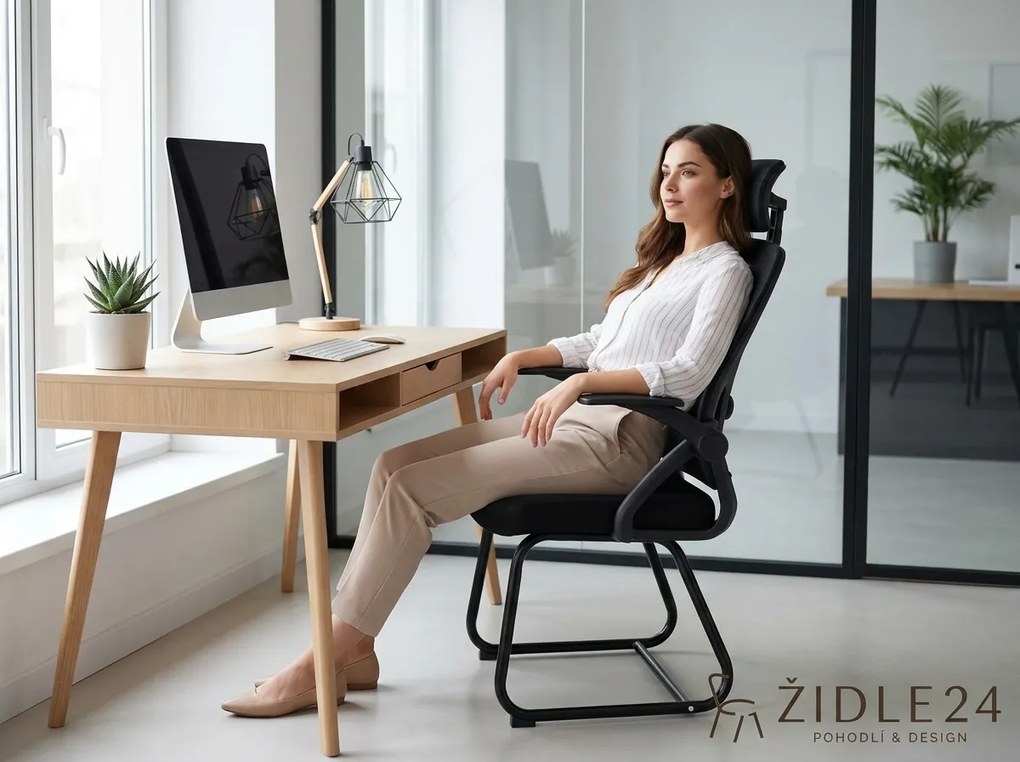 Ergonomická kancelářská židle STEEL - černá síťovina