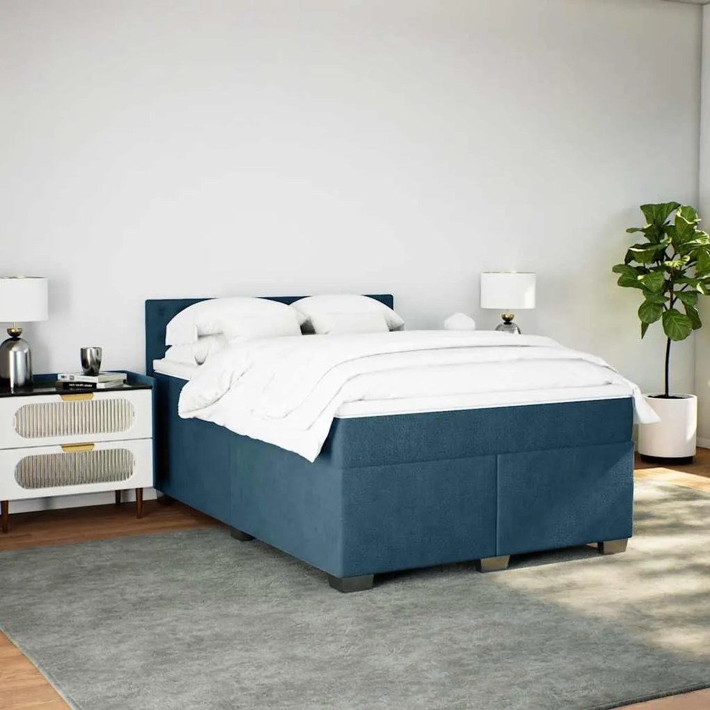 Box spring postel s matrací tmavě modrá 140x200 cm samet 3286346