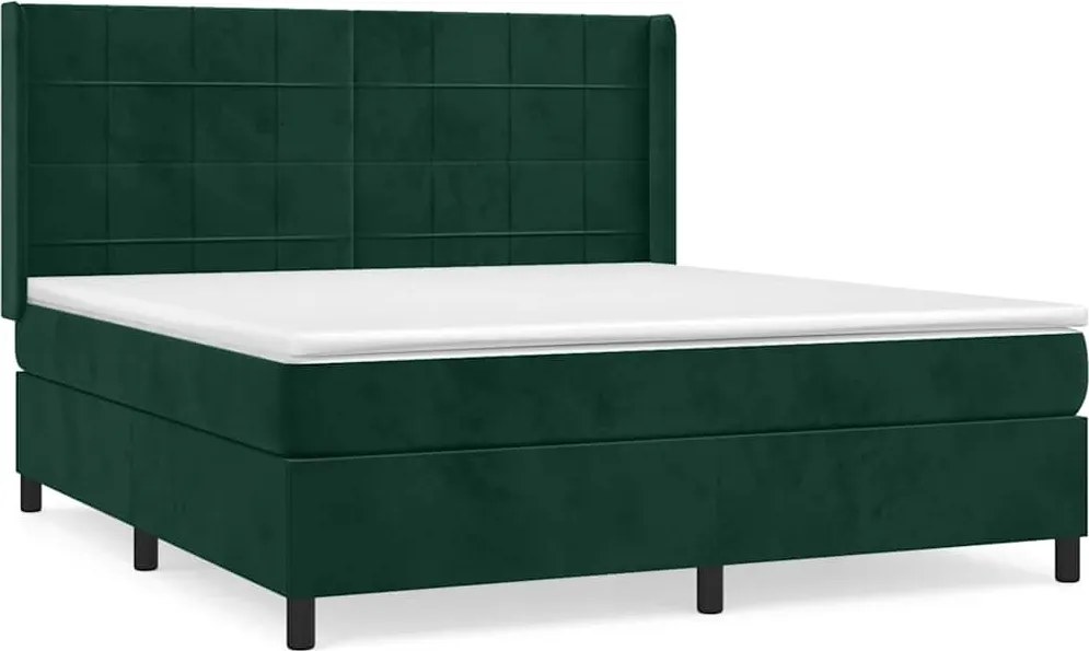 Box spring postel s matrací tmavě zelená 180x200 cm samet 3132696