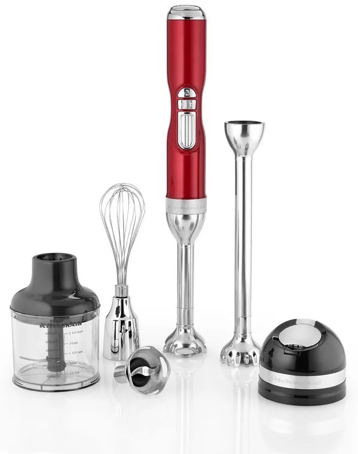 KitchenAid Bezdrátový tyčový mixér Artisan s příslušenstvím červená metalíza