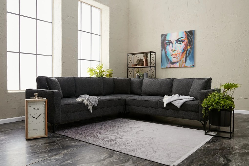 Hanah Home Rohová pohovka BERLIN antracitová 258 cm
