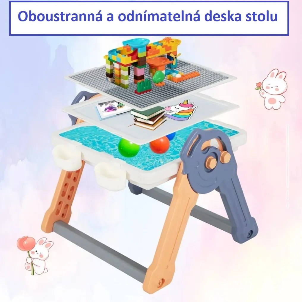 Dětský víceúčelový oboustranný stojan na hraní 6v1 se stoličkou TM10071