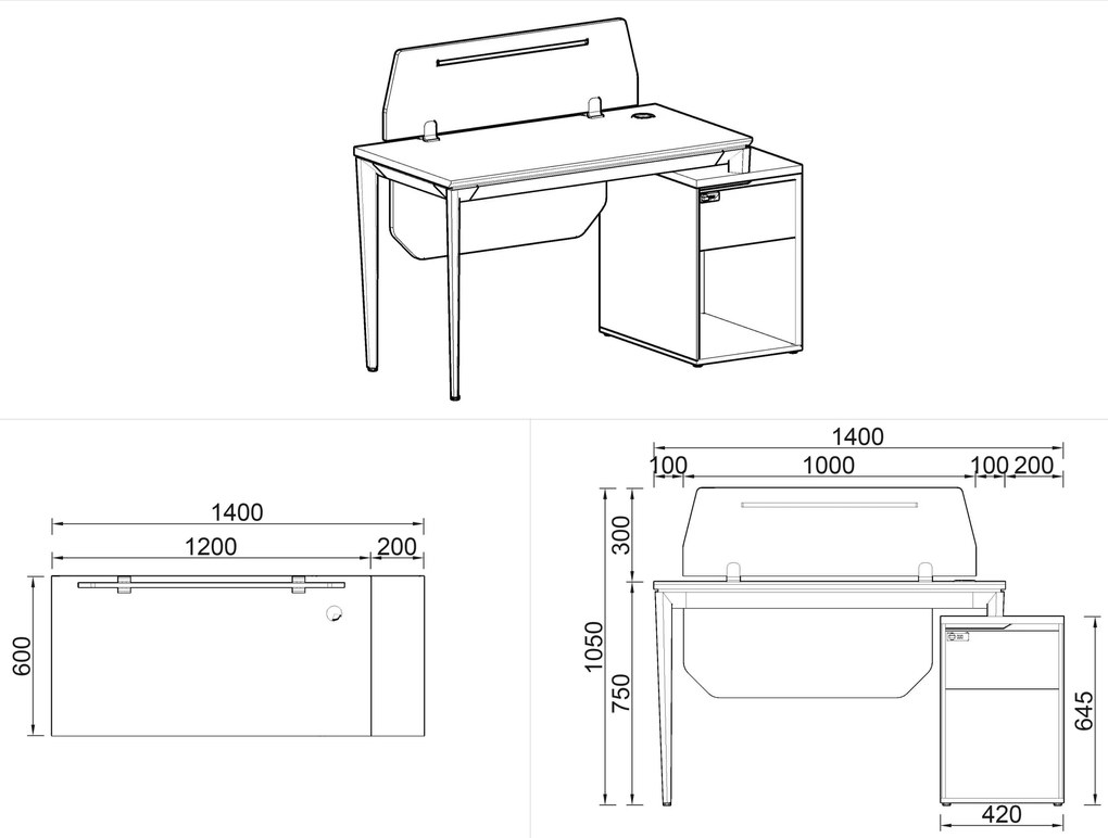 Kancelářský stůl se skříňkou Houseland Profit Max 03 1406 dub/bílý