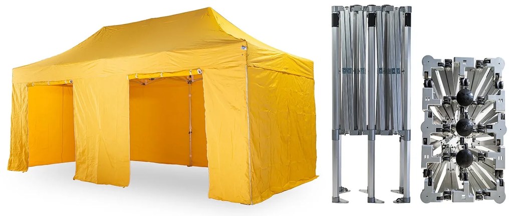 Nůžkový párty stan 4x6 m /6 noh TENTino BIG HEXAGON EXTREME Barva opláštění: 4A - ŽLUTÁ