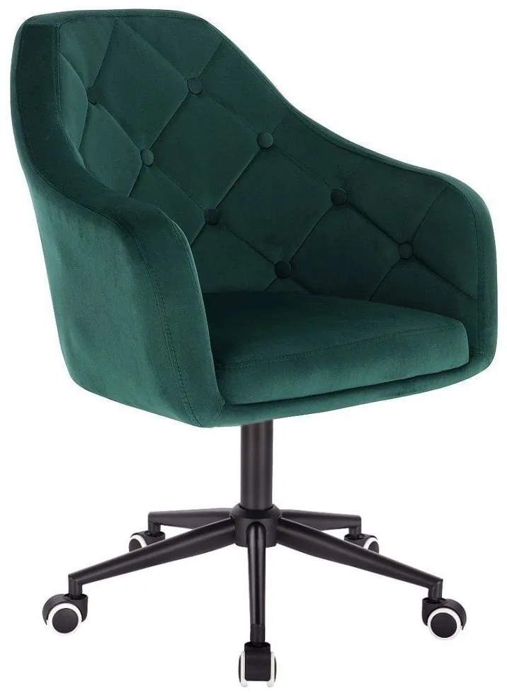 LuxuryForm DESIGN Otočné křeslo ANDORA VELUR na černé podstavě s kolečky - zelené