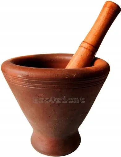 Tradiční hmoždíř z pálené hlíny Velký bronz Clay Mortar 20 cm Proorient