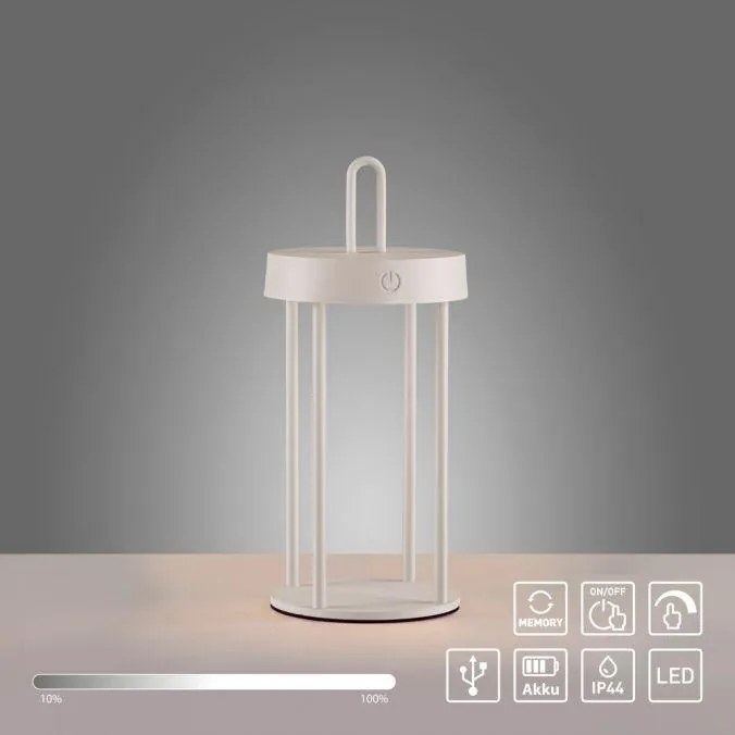 LD 19300-16 ANSELM LED stolní lampa na baterie bílá 28cm dotykový stmívač IP44 zahradní svítidlo 2700K - JUST LIGHT