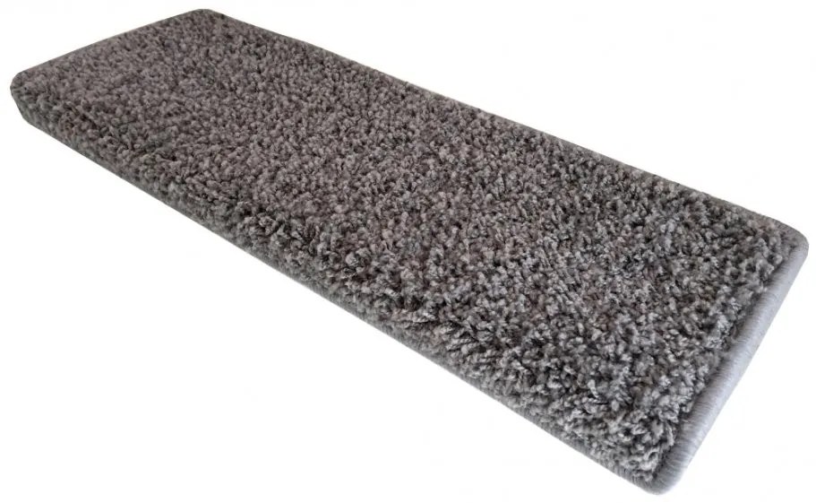 Vopi Nášlapy na schody Color shaggy šedý obdélník, samolepící - 24x65 obdélník (rozměr včetně ohybu)