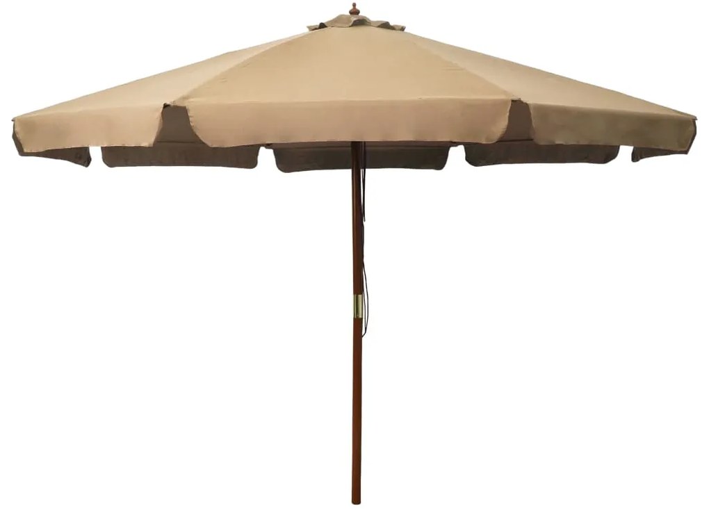 Zahradní slunečník s dřevěnou tyčí 330 cm barva taupe,  47215