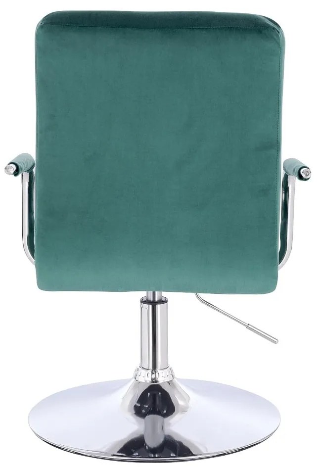 Velurová židle VERONA na kulaté podstavě - zelená
