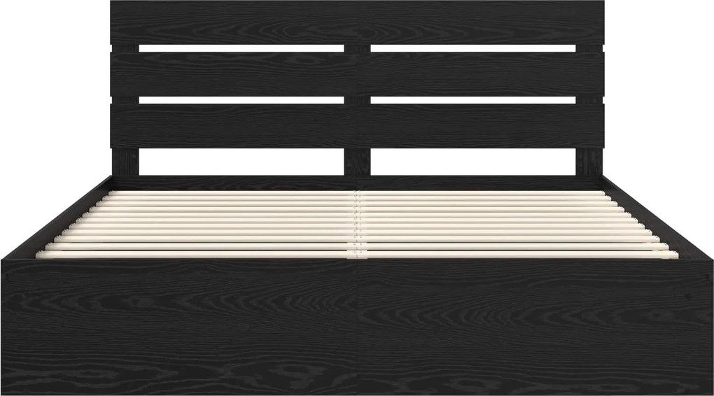 Rám postele s čelo Černá 200 x 200 cm Masivní borové dřevo 3411705