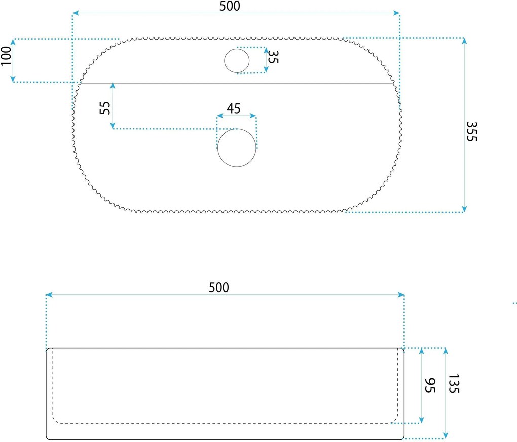 Rea Marcela Kallisto, umyvadlo na desku 500×355×135 mm, béžová matná, REA-U3514