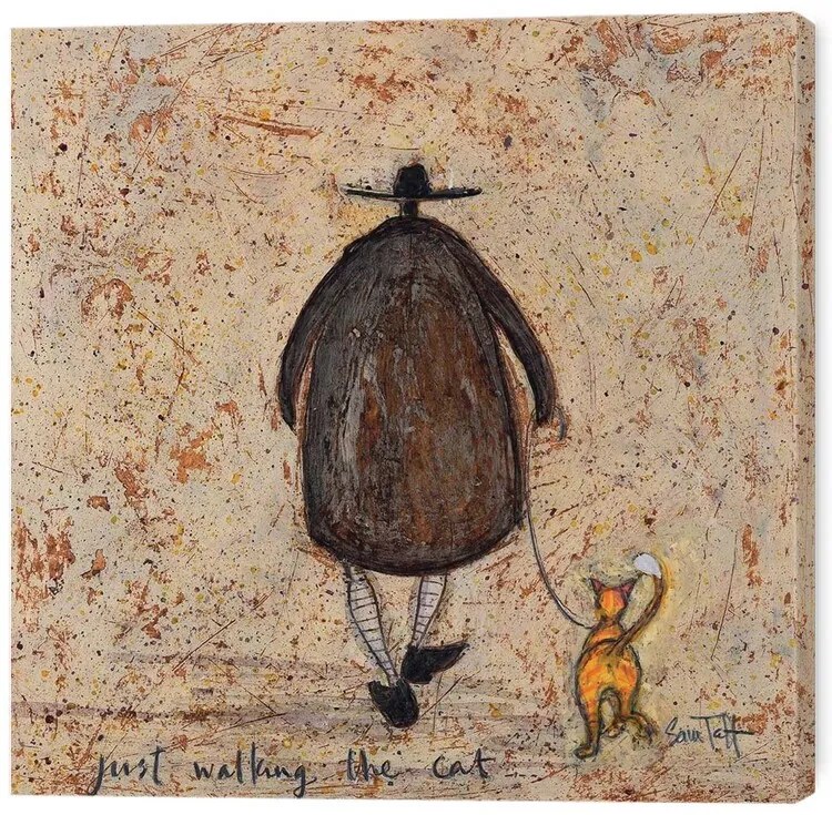 Obraz na plátně Sam Toft - Just Walking the Cat, (40 x 40 cm)