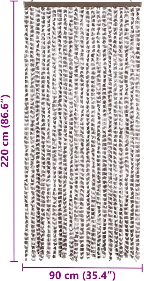 Závěs proti hmyzu taupe a bílý 90 x 220 cm Chenille 325461