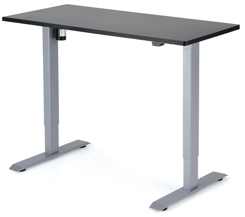 Výškově nastavitelný stůl Liftor 2segmentové nohy šedé,   deska 1180 x 600 x 25 mm černá