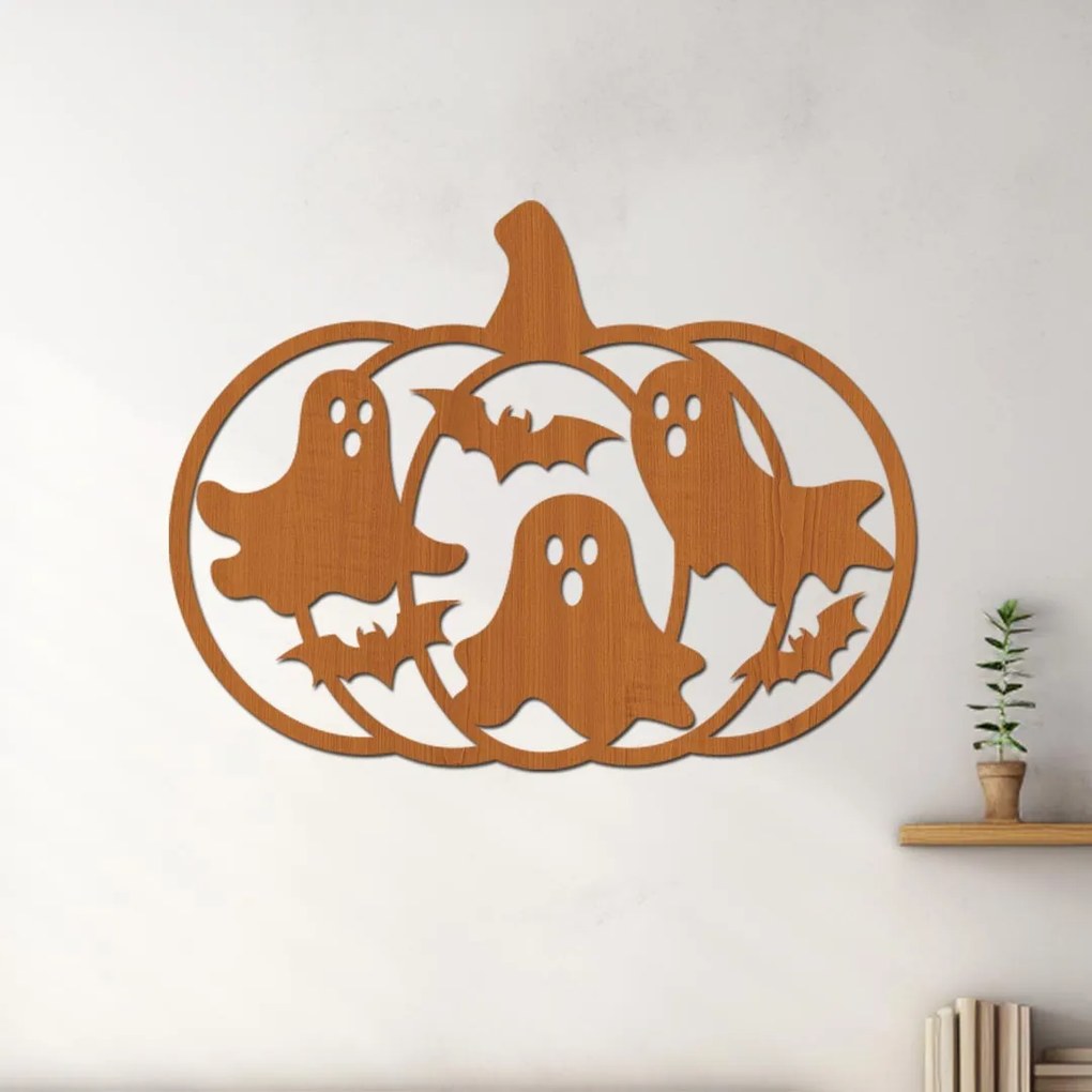 dřevo života Halloweenská dýně - DUCHOVÉ Zvolte rozměr (cm): 16x20, Zvolte barvu dekoru: Třešeň