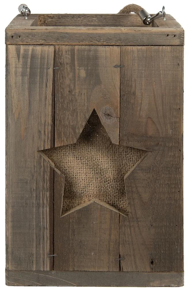 Dřevěná retro lucerna s hvězdou Star - 19*19*28 cm