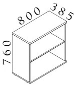 NABYTEK-DESIGNOVY.CZ - SB280 19 - Kancelářský regál Komfort, 80x38,5x76 cm, bez dveří , ořech/šedá