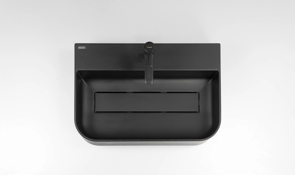 Deante Arnika, granitové umyvadlo na desku 605x405x135 mm, černá matná, DEA-CQA_NU6S