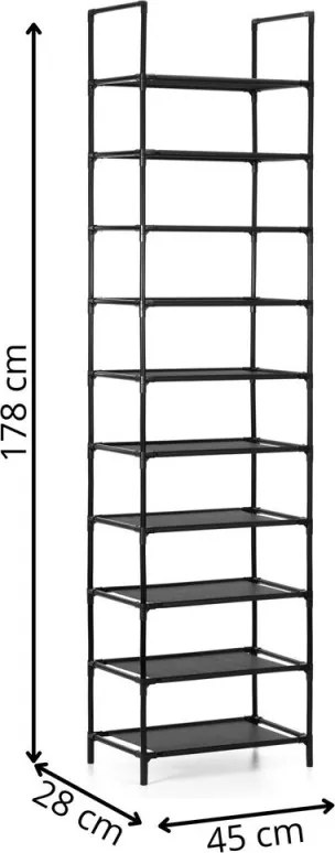 Botník 10 polic SPRINGOS HA7550 černý
