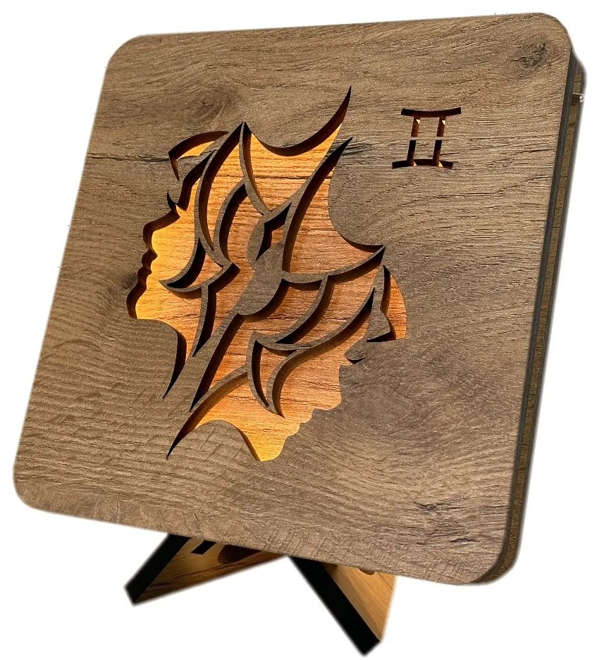 Li-Go Znamení "Blíženci" lampa 19x19cm provedení povrchu: dub světlý