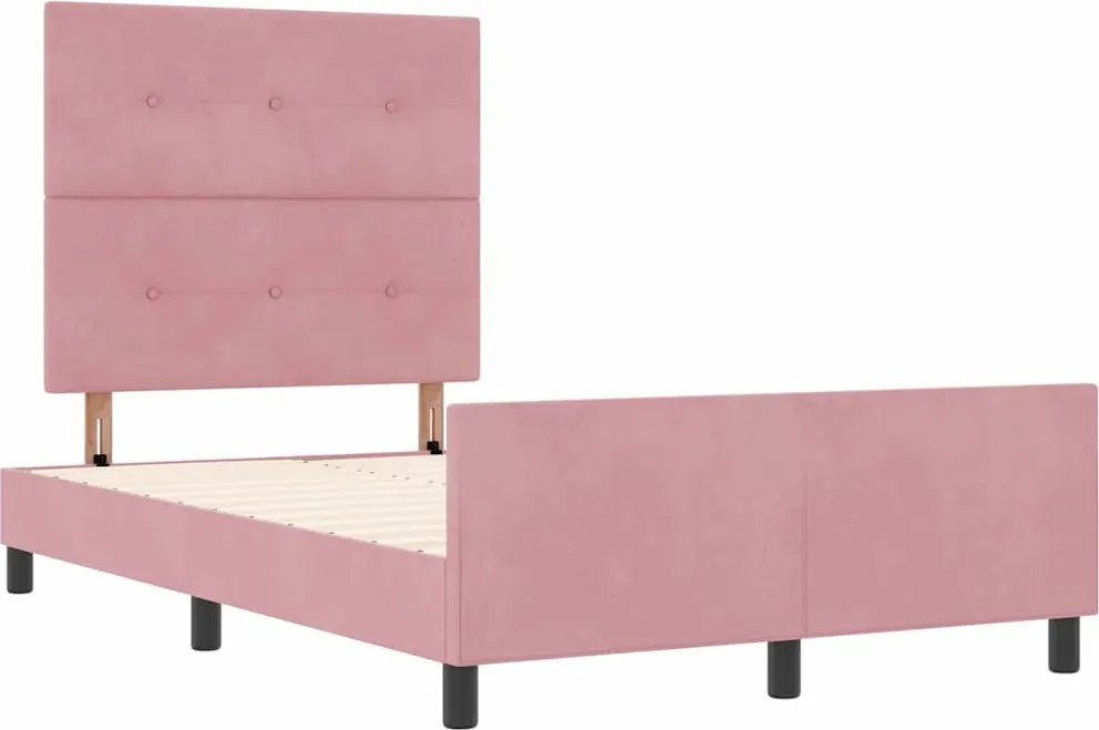 Postel s boxspringem s čelo Růžová 120 x 200 cm samet 3344938