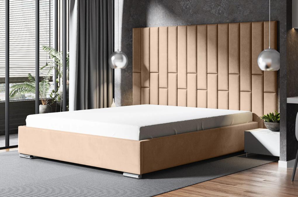 Eka Čalouněná postel LANA 90 x 200 cm Barva látky Trinity: (2301) Krémová bíla, Úložný prostor: S dřevěným rámem úložného prostoru