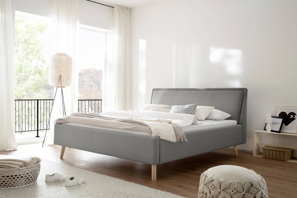 Čalouněná postel deria 180 x 200 cm světle šedá MUZZA