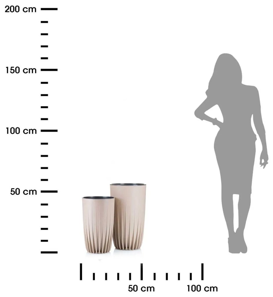 Sada 2 květináčů STRIPPED ECO Latte