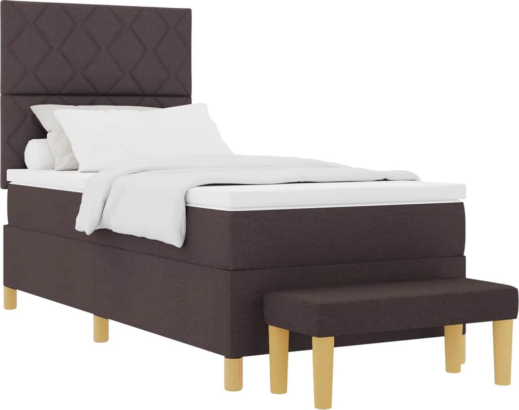 Postel s boxspringem s čelo Tmavě hnědá 190 x 90 cm textil 3344341