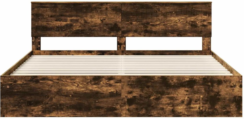 Rám postele Kouřový dub 200 x 200 cm Masivní borové dřevo 3410559