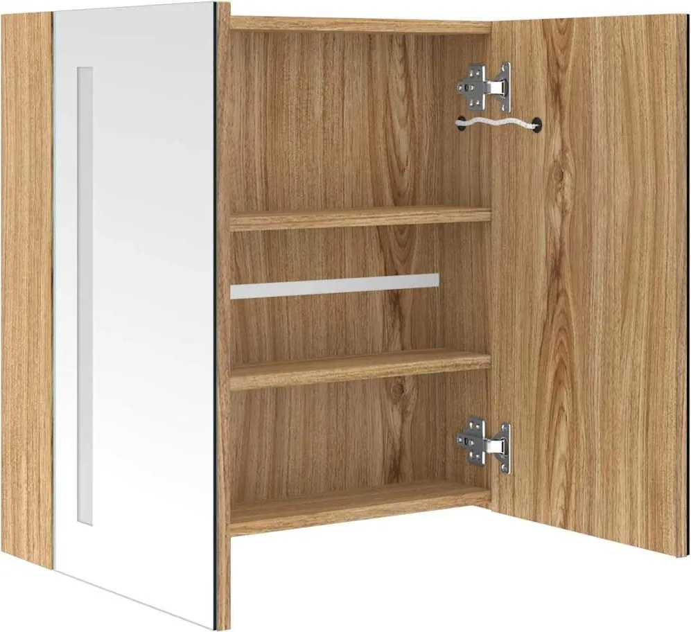 LED koupelnová skříňka se zrcadlem dub 62 x 14 x 60 cm 326522