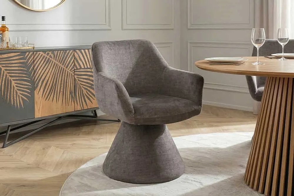 Designová otočná židle Deimena šedý samet