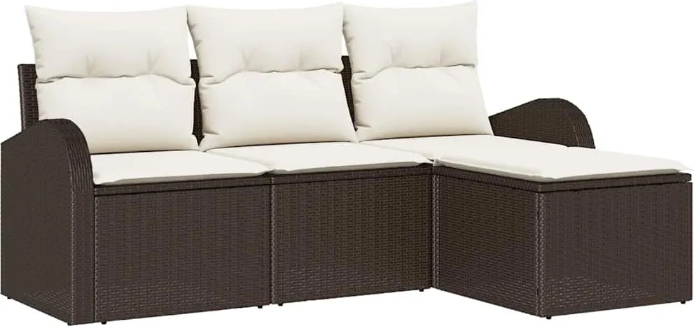Set pohovek 4 ks Hnědá a bílá polyratan 3354657