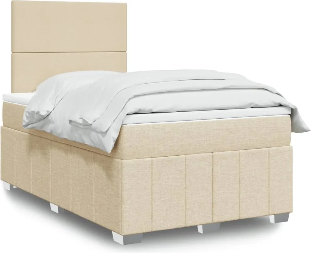 Box spring postel s matrací krémová 120x190 cm textil 3291605