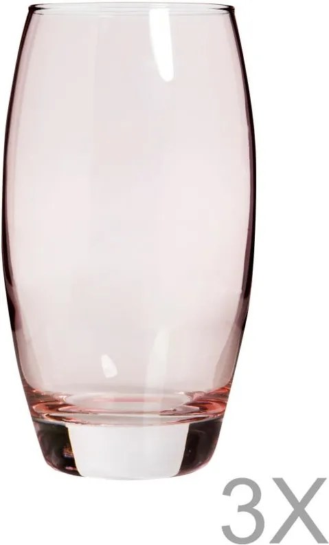 Sada 3 růžových sklenic Mezzo Luxury, 270 ml