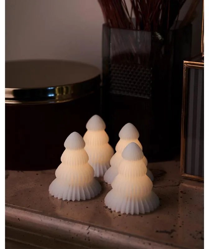 LED svíčky z pravého vosku na baterie, stromeček, ø 6,5 × 7 cm, sada 4 ks, CR2032