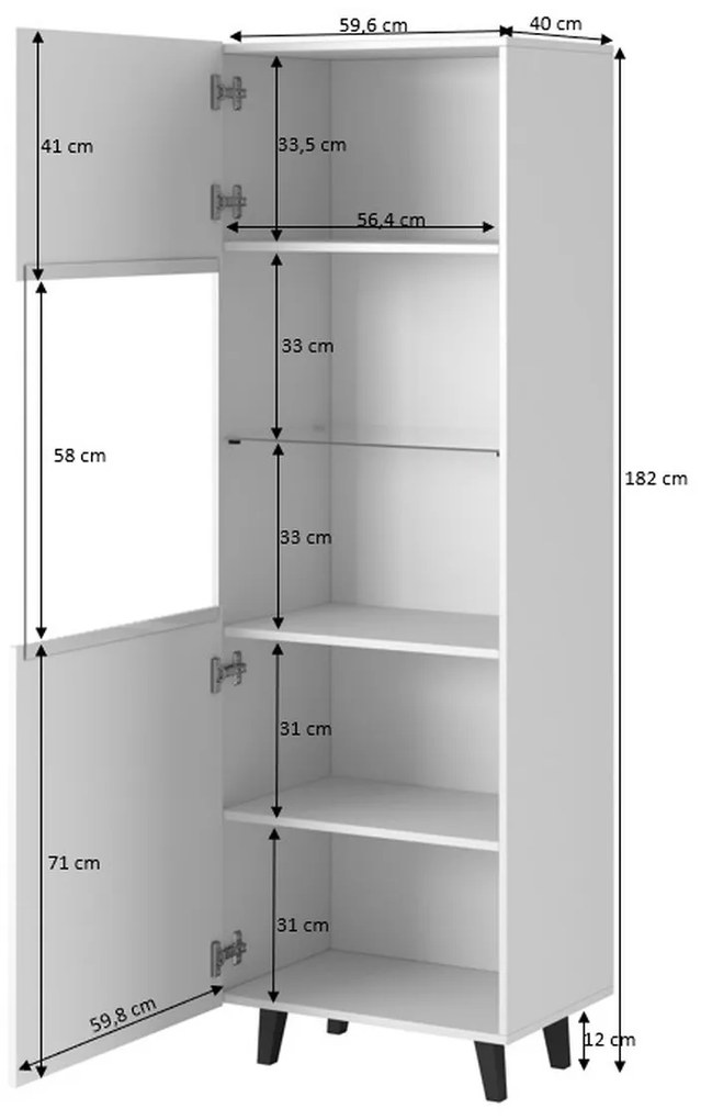 Vysoká vitrína Pafos 60 cm černá