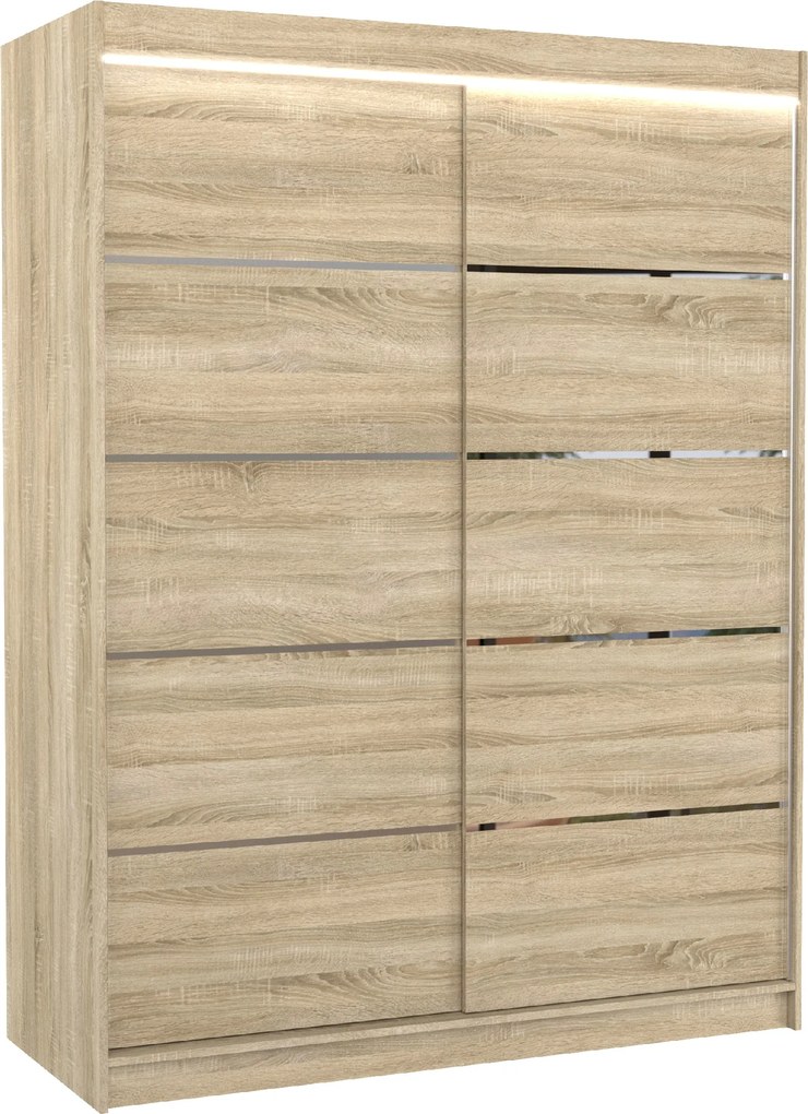 ADRK Furniture Posuvná skříň s LED osvětlením LUFT 150 SW-LUF-S-150+L-V142