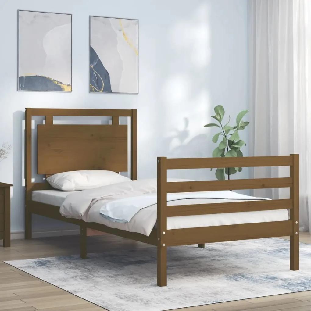 vidaXL Rám postele s čelem 90 x 200 cm masivní dřevo [3194040] Barva: Šedá
