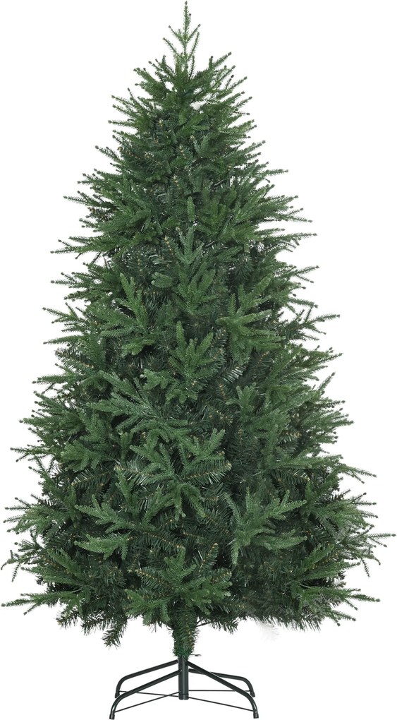 HOMCOM Vánoční strom, umělá jedle, realistický vzhled, rychlá montáž, plast, zelená, 114 x 180 cm