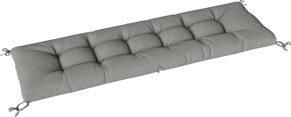 Outsunny polštář na lavici — polštář na lavici a lehátko se zavazovacími pásky, ochrana UV50+, výplň s pomalým návratem, 198×65×13 cm, světle šedý | A