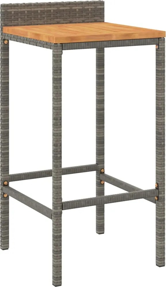 5dílný zahradní barový set šedý polyratan a masivní akácie 3187717