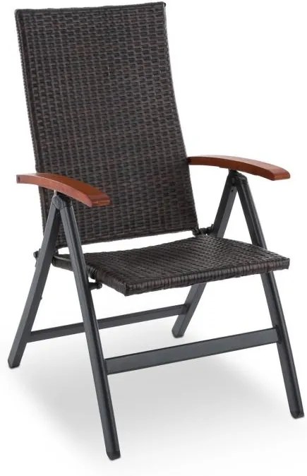 Blumfeldt Korsika, skládací židle s opěrkami, 58.5 x 103 x 75 cm, polyratan, hliník
