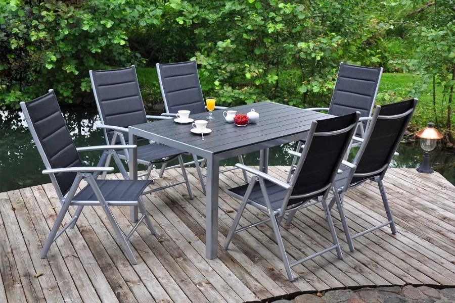 Zahradní sestava Ibiza Pollywood 150 cm Silver / Black 6+1