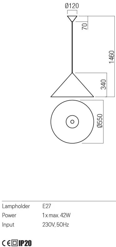 Redo Minimalistické závěsné svítidlo KONOS, ø55cm Barva: Bílá