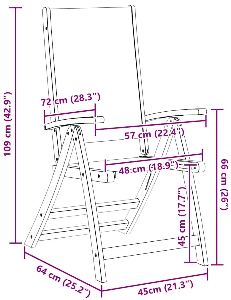 vidaXL Marketos Skládací zahradní židle 2 ks masivní akácie a textilen