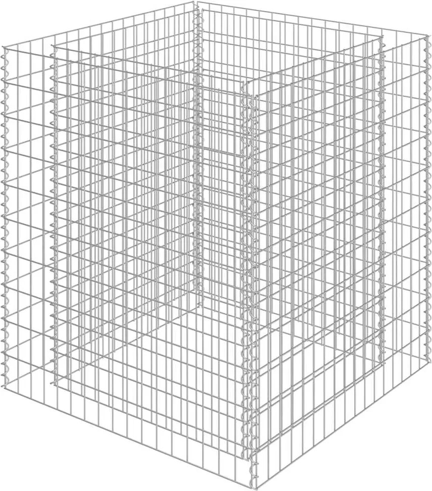 Gabionový vyvýšený záhon pozinkovaná ocel 90 x 90 x 100 cm 143556